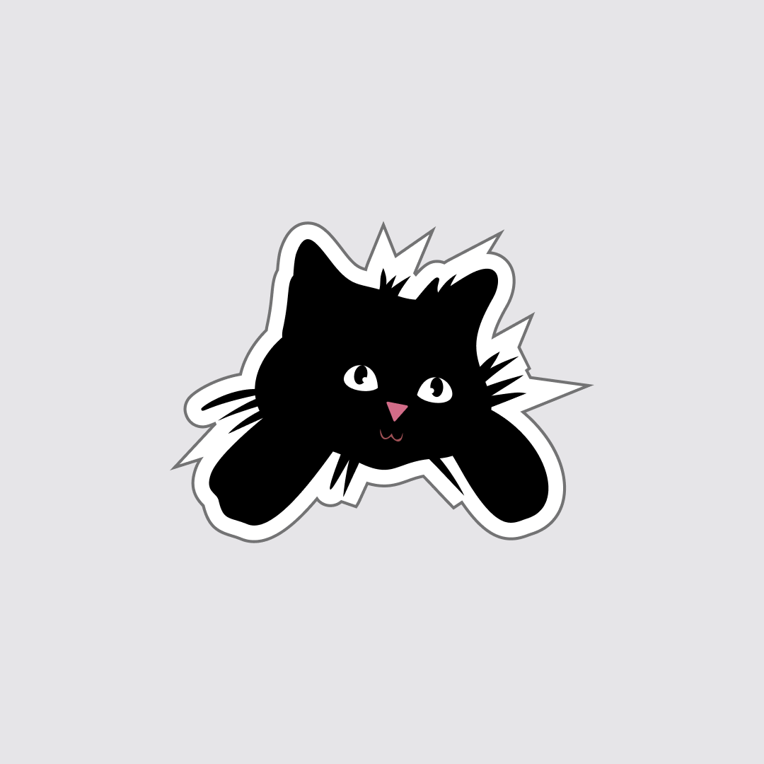 Wide Eyes Black Cat Sticker– STICK GENZ